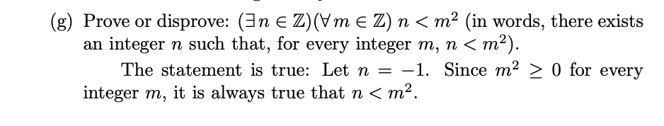 Solved (g) Prove or disprove: (∃n∈Z)(∀m∈Z)n | Chegg.com Solved (g) Prove or disprove: (∃n∈Z)(∀m∈Z)n | Chegg.com