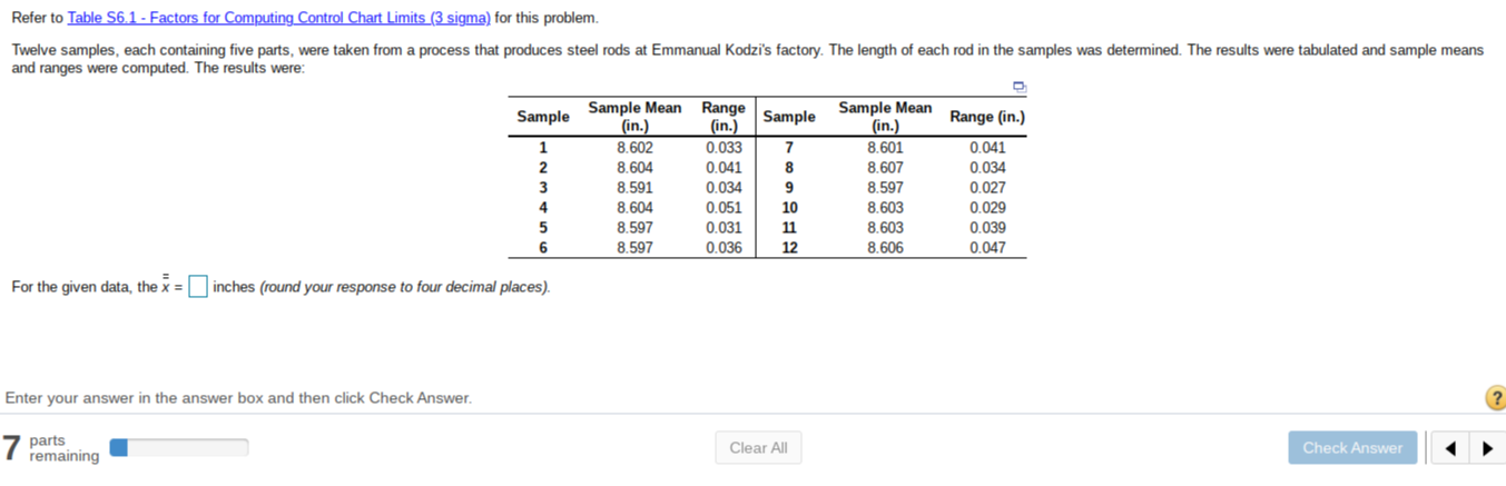 Solved Refer to Table 56.1 - Factors for Computing Control | Chegg.com