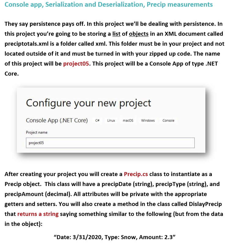 Solved Console app, Serialization and Deserialization, | Chegg.com