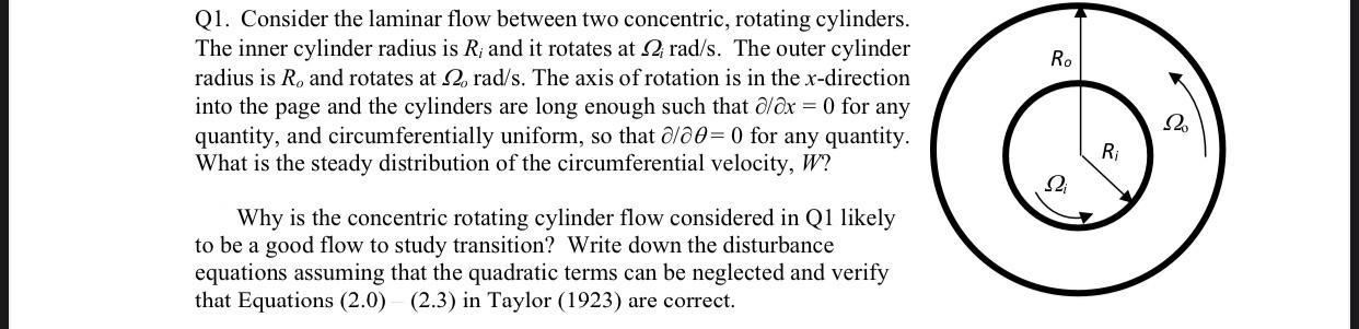 RO Q1. Consider the laminar flow between two | Chegg.com