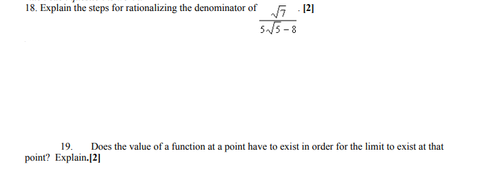 Solved 18. Explain the steps for rationalizing the | Chegg.com