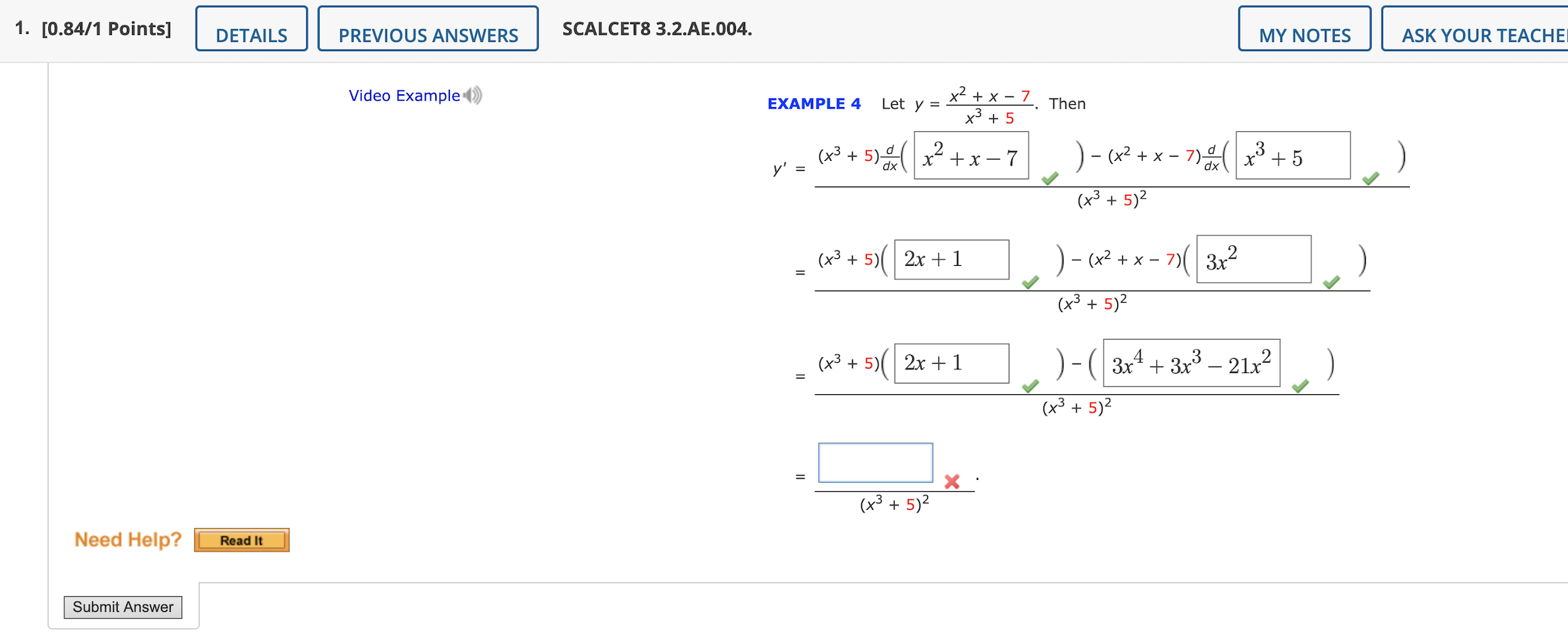 Solved 1. [0.84/1 Points] Need Help? Submit Answer DETAILS | Chegg.com