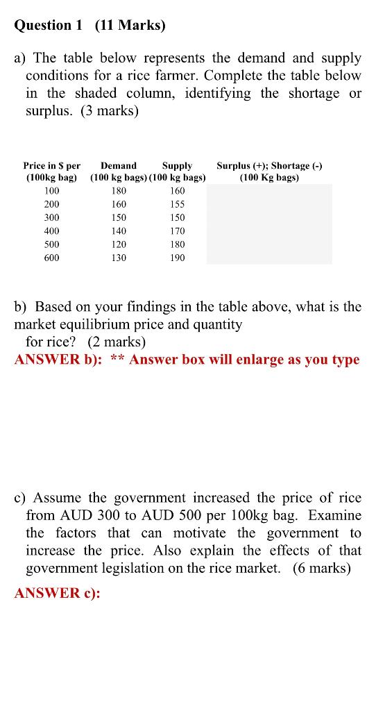 Solved Question 1 (11 Marks) a) The table below represents | Chegg.com