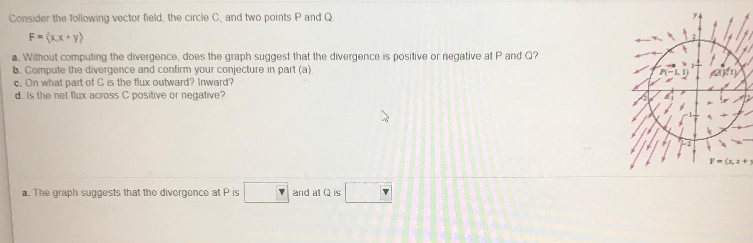 Solved Consider the following vector field, the circle | Chegg.com