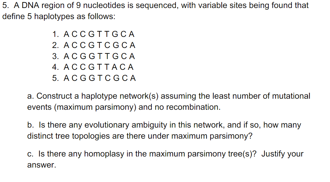 A DNA region of 9 nucleotides is sequenced, with | Chegg.com