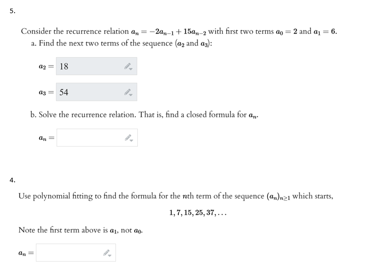 Solved Consider the recurrence relation an=−2an−1+15an−2 | Chegg.com