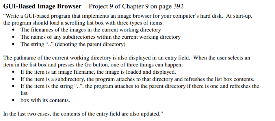 GUI-Based Image Browser - Project 9 of Chapter 9 on | Chegg.com
