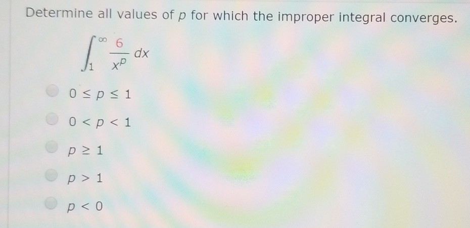 Solved Determine all values of p for which the improper | Chegg.com
