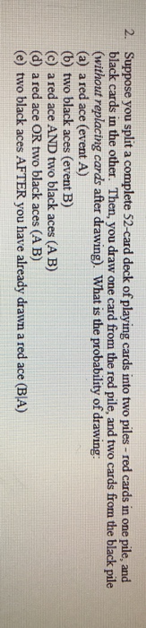 Solved Suppose you split a complete 52-card deck of playing | Chegg.com