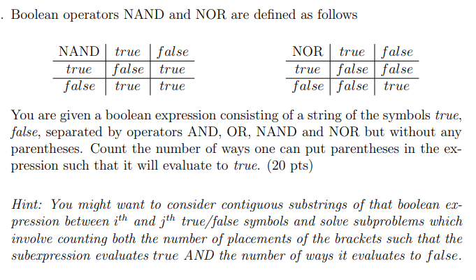 Solved . Boolean operators NAND and NOR are defined as | Chegg.com