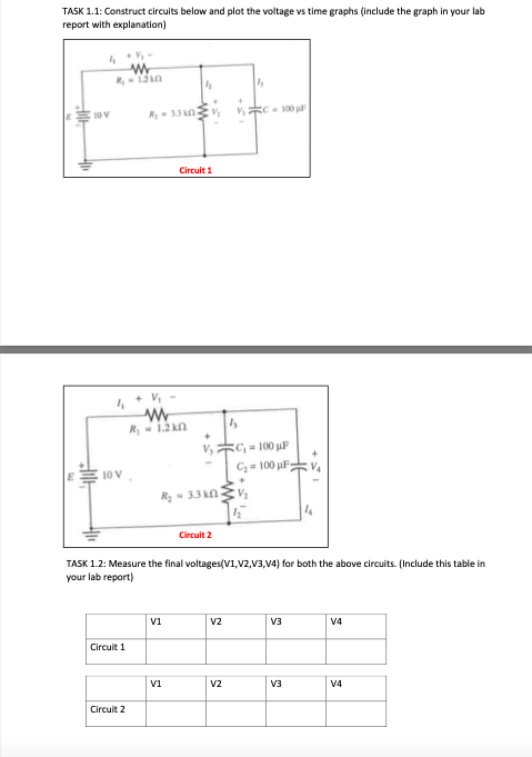 Solved TASK 1.1: Construct circuits below and plot the | Chegg.com