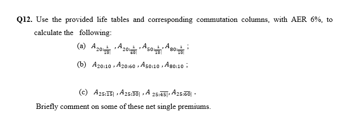 Solved 212. Use the provided life tables and corresponding | Chegg.com