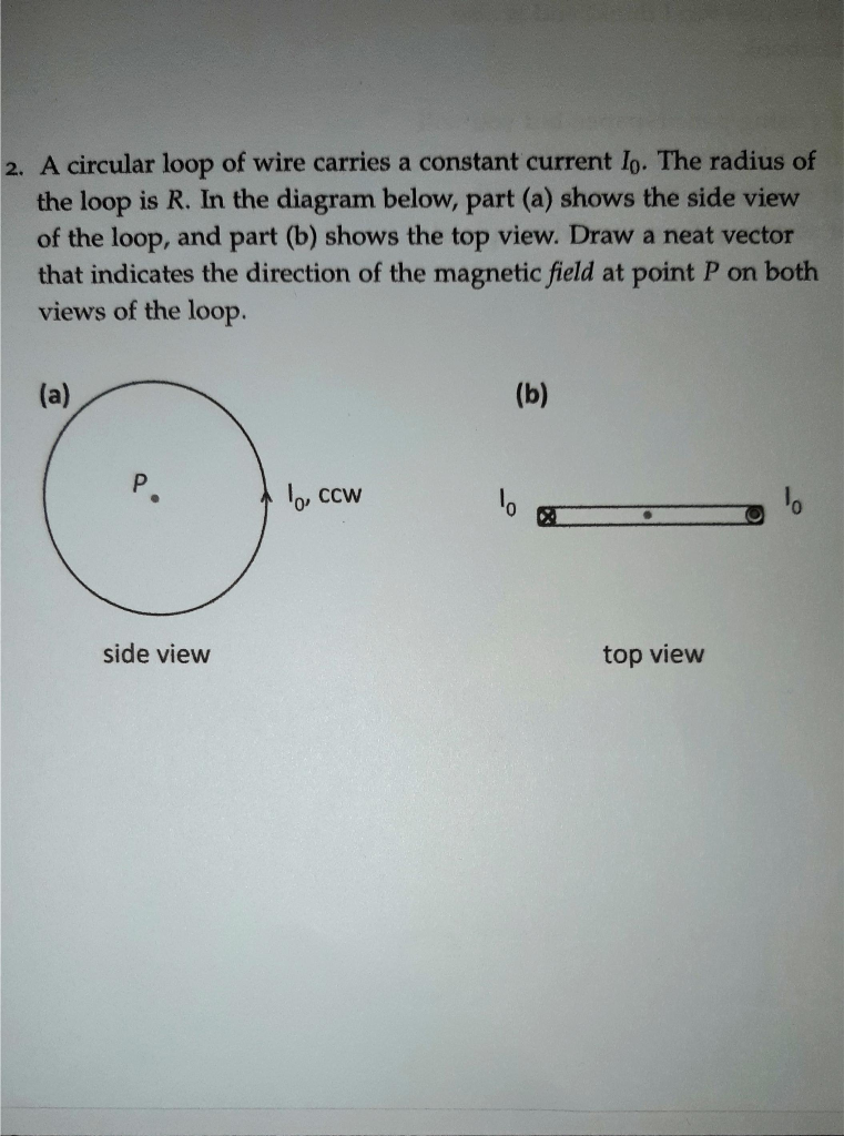 Solved 2. A circular loop of wire carries a constant current | Chegg.com