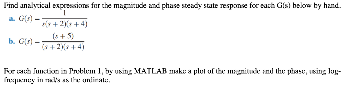 Solved Find analytical expressions for the magnitude and | Chegg.com