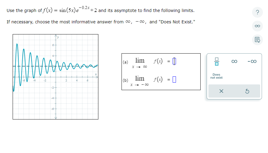 Solved Use the graph of f(x)=sin(5x)e−0.2x+2 and its | Chegg.com