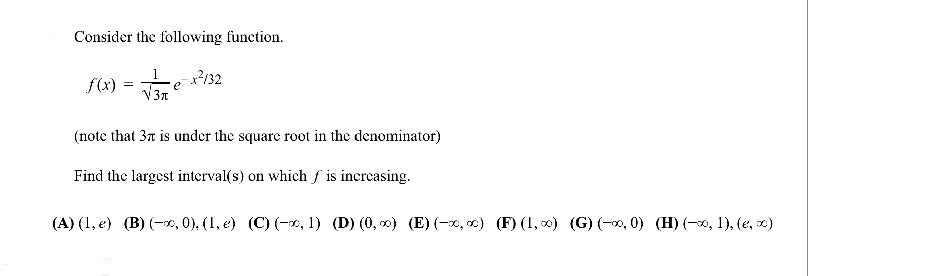 Solved Consider the following function.f(x)=13π2e-x232(note | Chegg.com