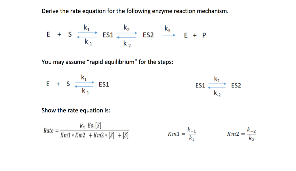 Solved Derive the rate equation for the following enzyme | Chegg.com Solved Derive the rate equation for the following enzyme | Chegg.com