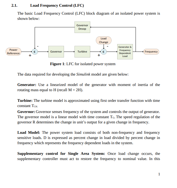 Solved 2.1 Load Frequency Control (LFC) The basic Load | Chegg.com Solved 2.1 Load Frequency Control (LFC) The basic Load | Chegg.com