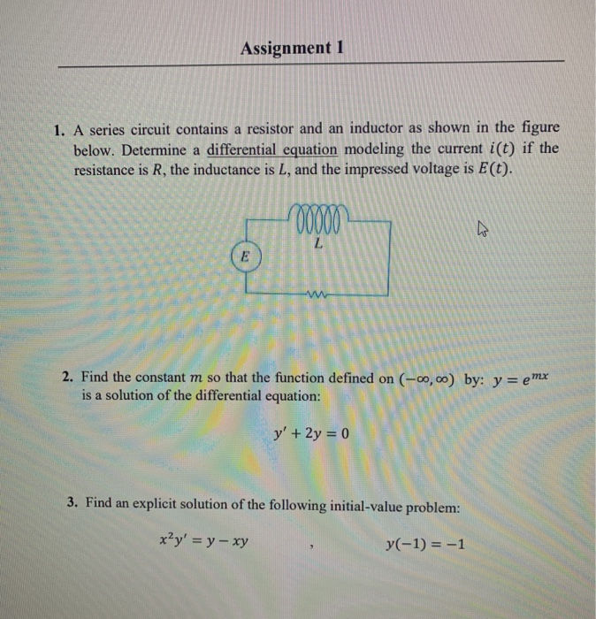 Solved Assignment 1 1. A series circuit contains a resistor | Chegg.com