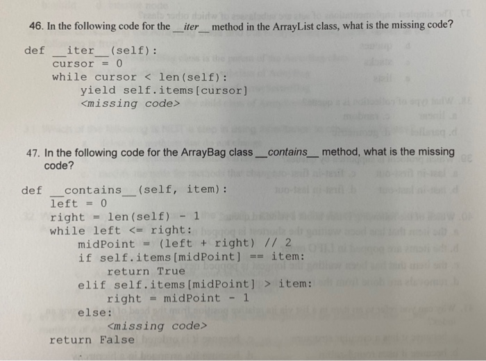 Solved 46 In The Following Code For The Itermethod In The 
