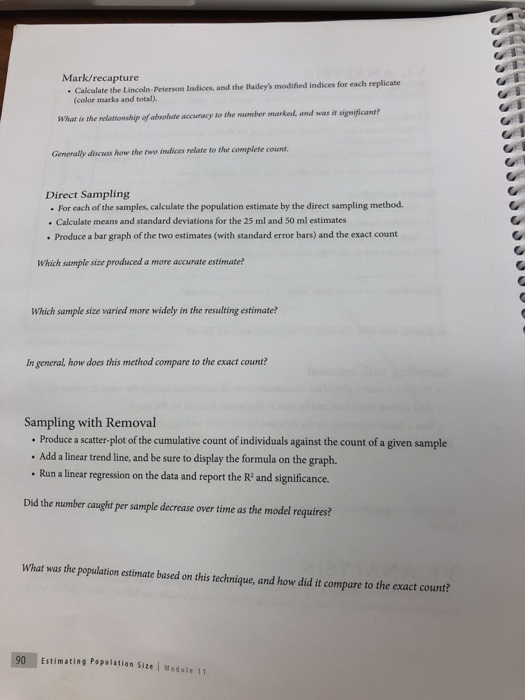 Solved Calculate the Lincoln Peterson and baileys mod | Chegg.com