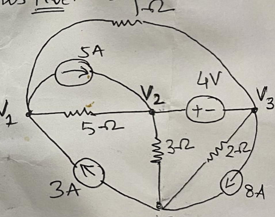 Solved Find V1,V2 and V3 using supernode. | Chegg.com