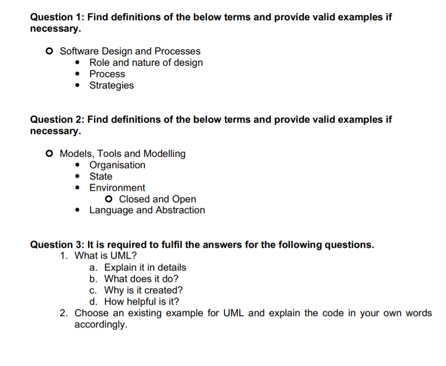 Solved Question 1: Find definitions of the below terms and | Chegg.com