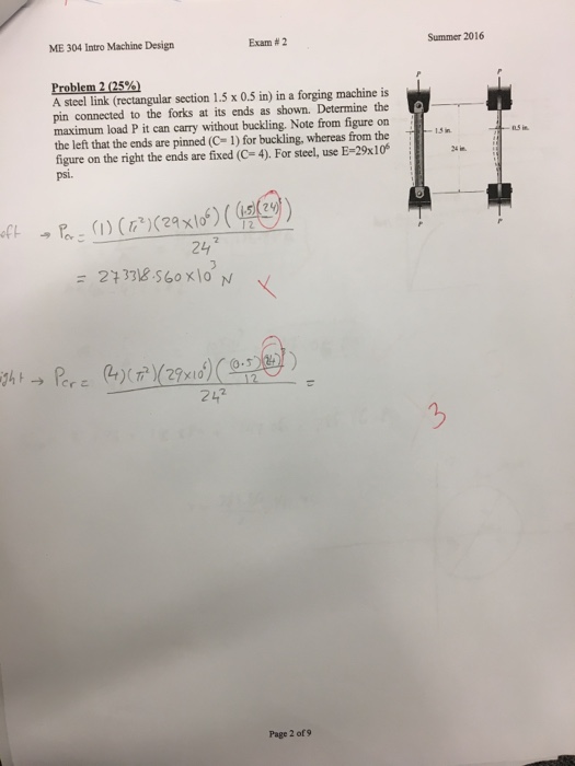 Solved A steel link (rectangular section 1.5 times 0.5 in) | Chegg.com