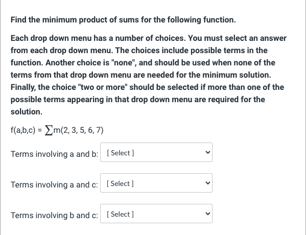 Solved Find the minimum product of sums for the following | Chegg.com