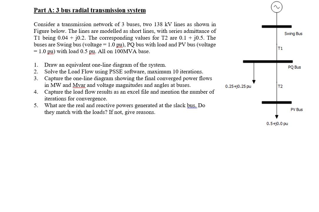 Solved Part A: 3 bus radial transmission system Swing Bus | Chegg.com