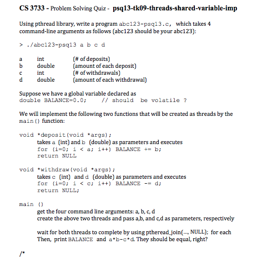 CS 3733 - Problem Solving Quiz - | Chegg.com