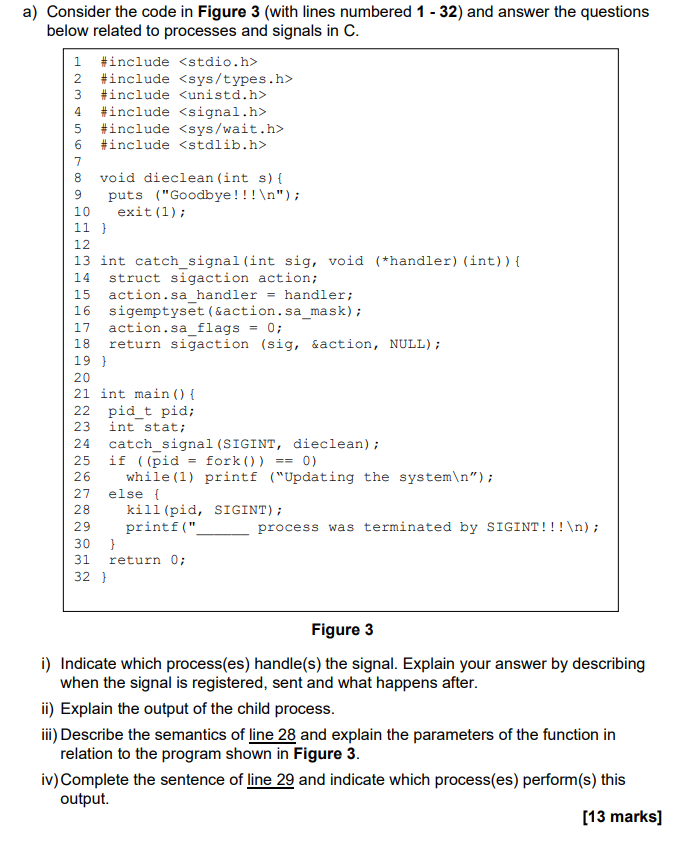 4 a) Consider the code in Figure 3 (with lines | Chegg.com