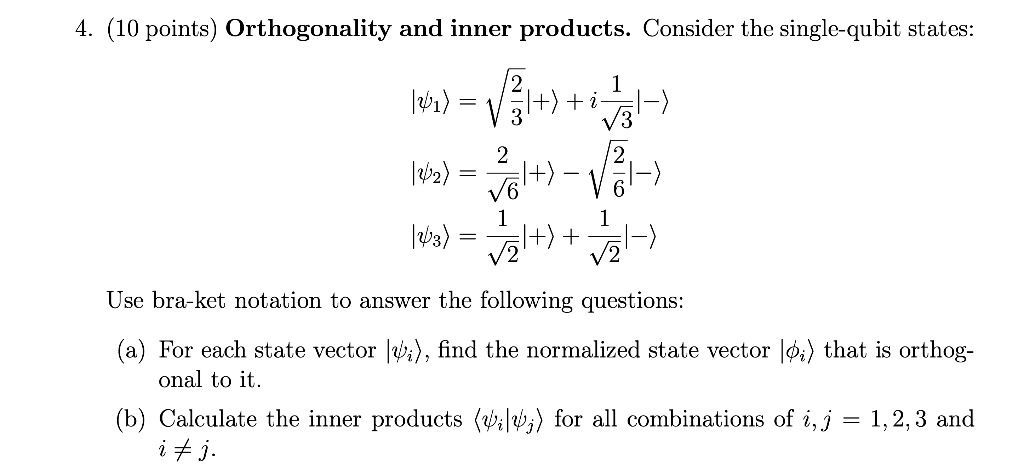 Solved 4. (10 points) Orthogonality and inner products. | Chegg.com