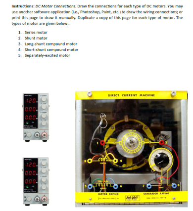 Solved Instructions: DC Motor Connections. Draw the | Chegg.com
