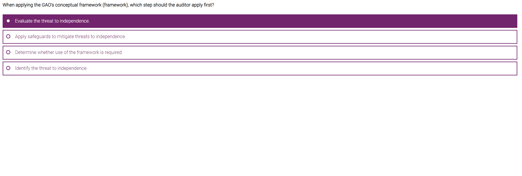 Solved When applying the GAO's conceptual framework | Chegg.com