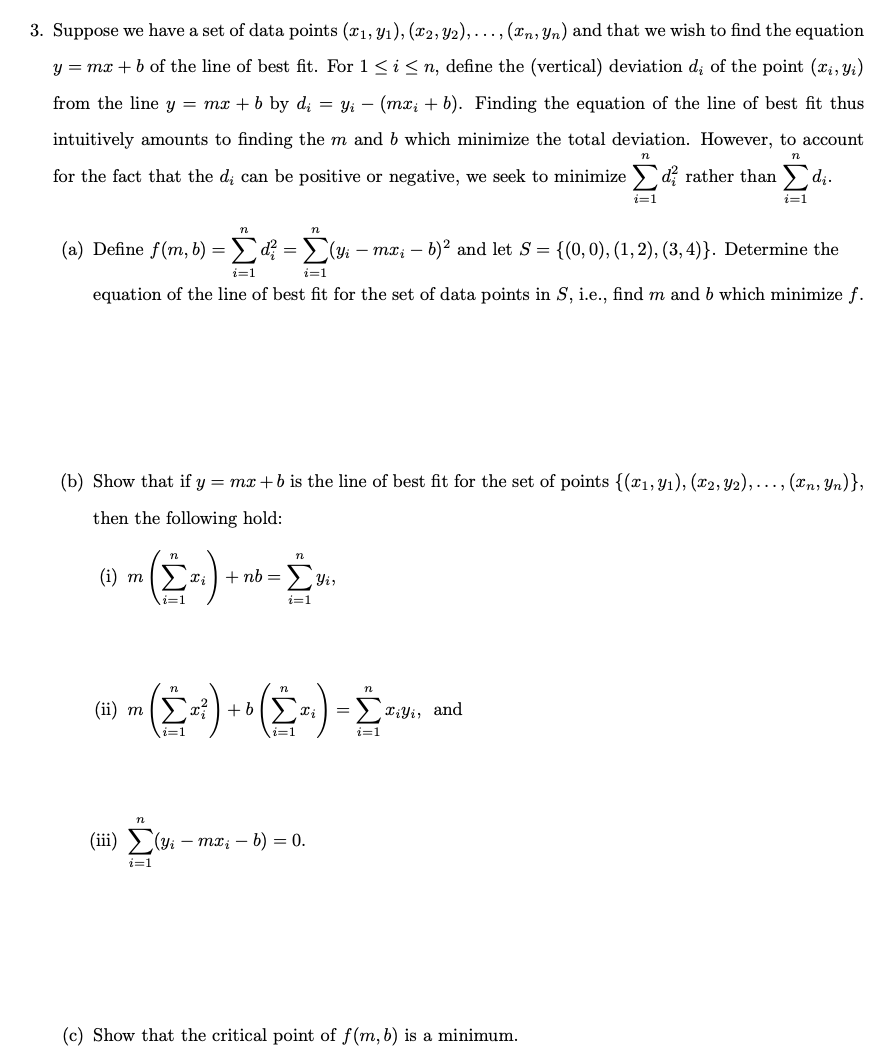 Solved 3. Suppose we have a set of data points | Chegg.com