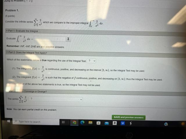 Solved (5 points) Conelaer the infnite series ∑∞=2∞n22 which | Chegg.com