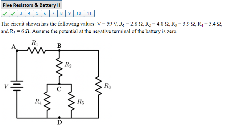Solved The circuit shown has the following values: V=59 | Chegg.com