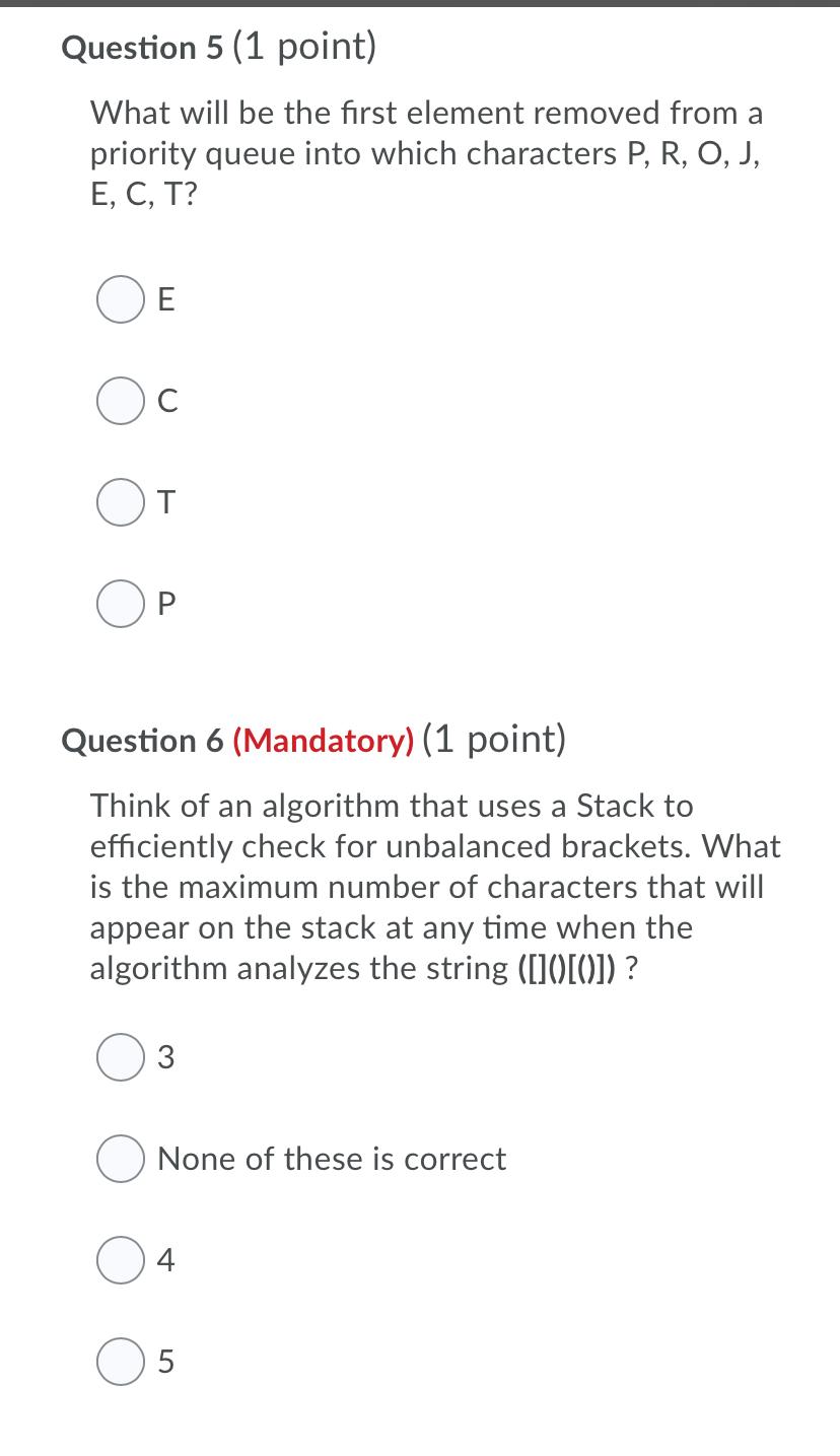 Solved Question 1 (Mandatory) (1 point) Given an array-based | Chegg.com