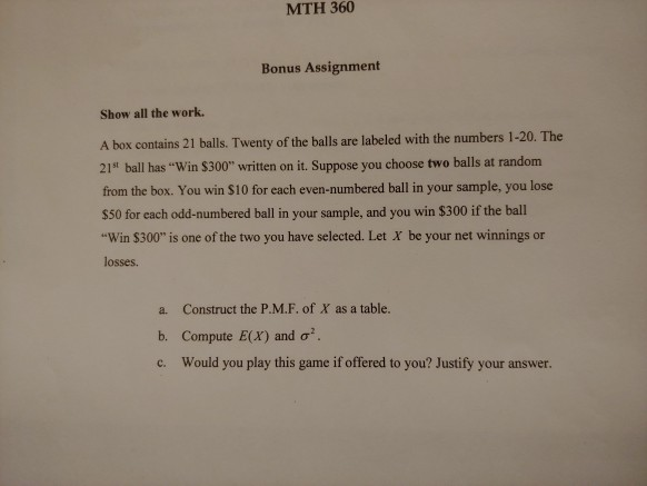 Solved A box contains 21 balls twenty of the balls are | Chegg.com