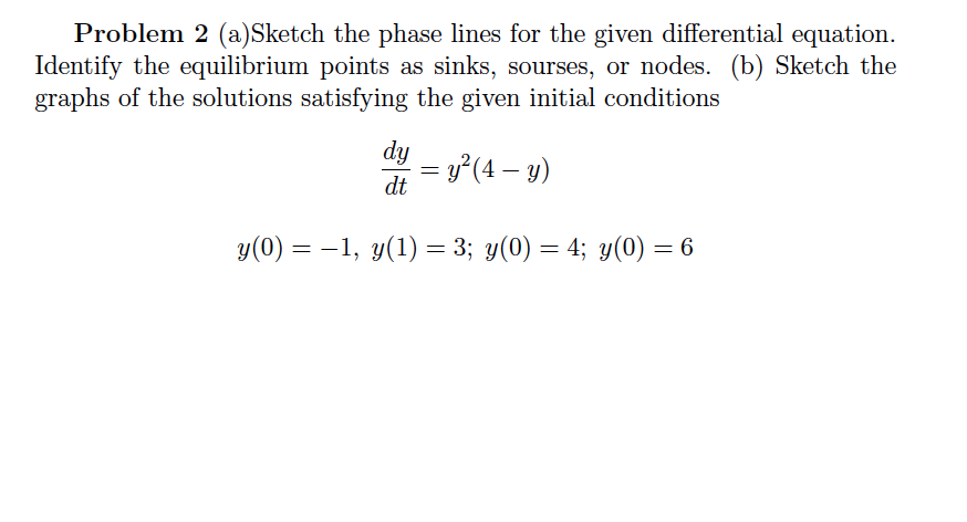 Solved Problem 2 (a)Sketch the phase lines for the given | Chegg.com