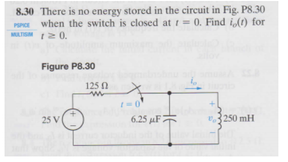 Solved 8.30 There is no energy stored in the circuit in Fig. | Chegg.com