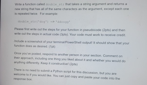 Solved Write A Function Called Double Str That Takes A