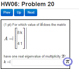 Solved For which value of k does the | Chegg.com
