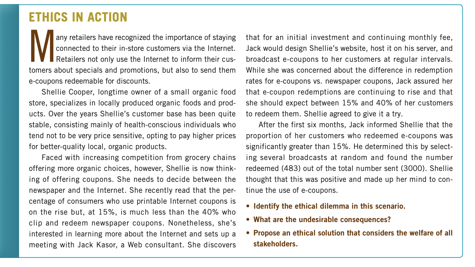 Solved ETHICS IN ACTION any retailers have recognized the | Chegg.com