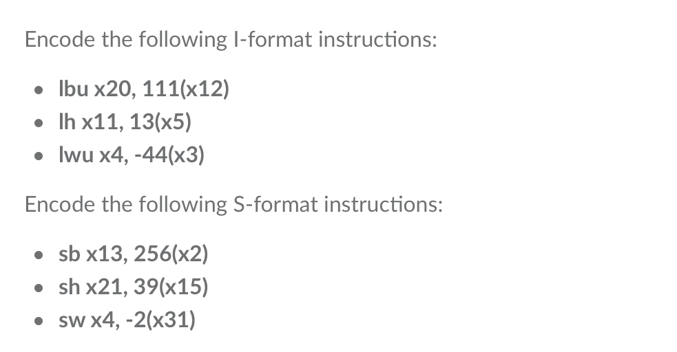Solved Encode the following l-format instructions: • Ibu | Chegg.com