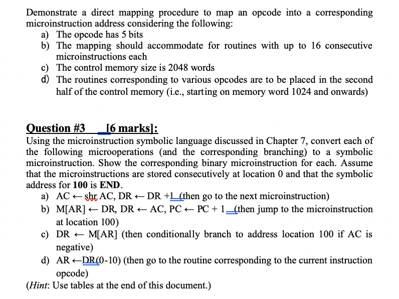 Solved Question #1 [3.5 marks: Consider the control unit and | Chegg.com