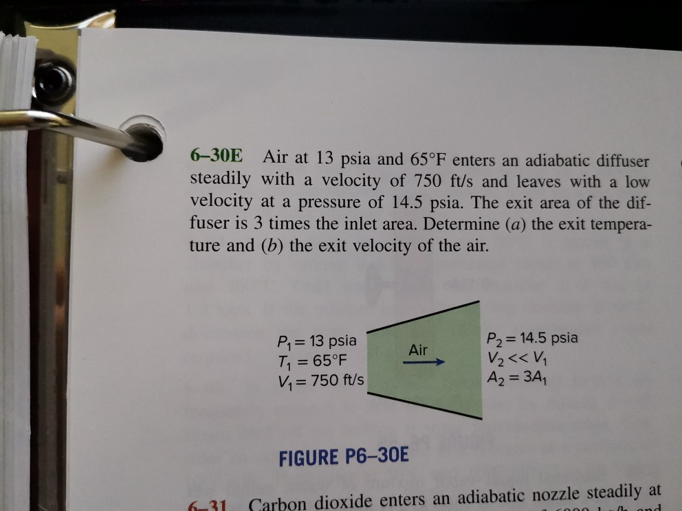Solved 6-30E Air at 13 psia and 65°F enters an adiabatic | Chegg.com