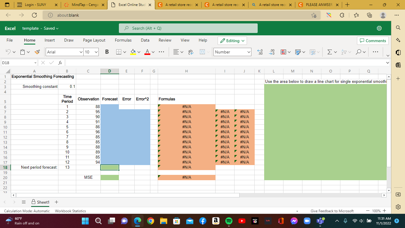 Solved A retail store records customer demand during each | Chegg.com