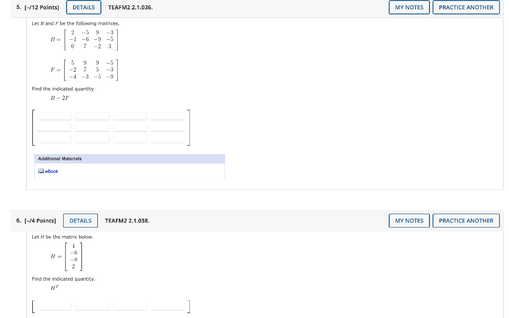 Solved Let B and F be the following matrices. | Chegg.com